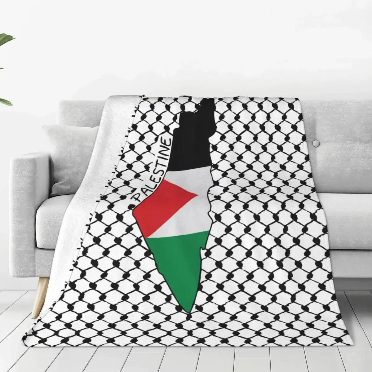 Palestine Map Palestinian Kufiya Hatta Blankets Coral Fleece Plush ...