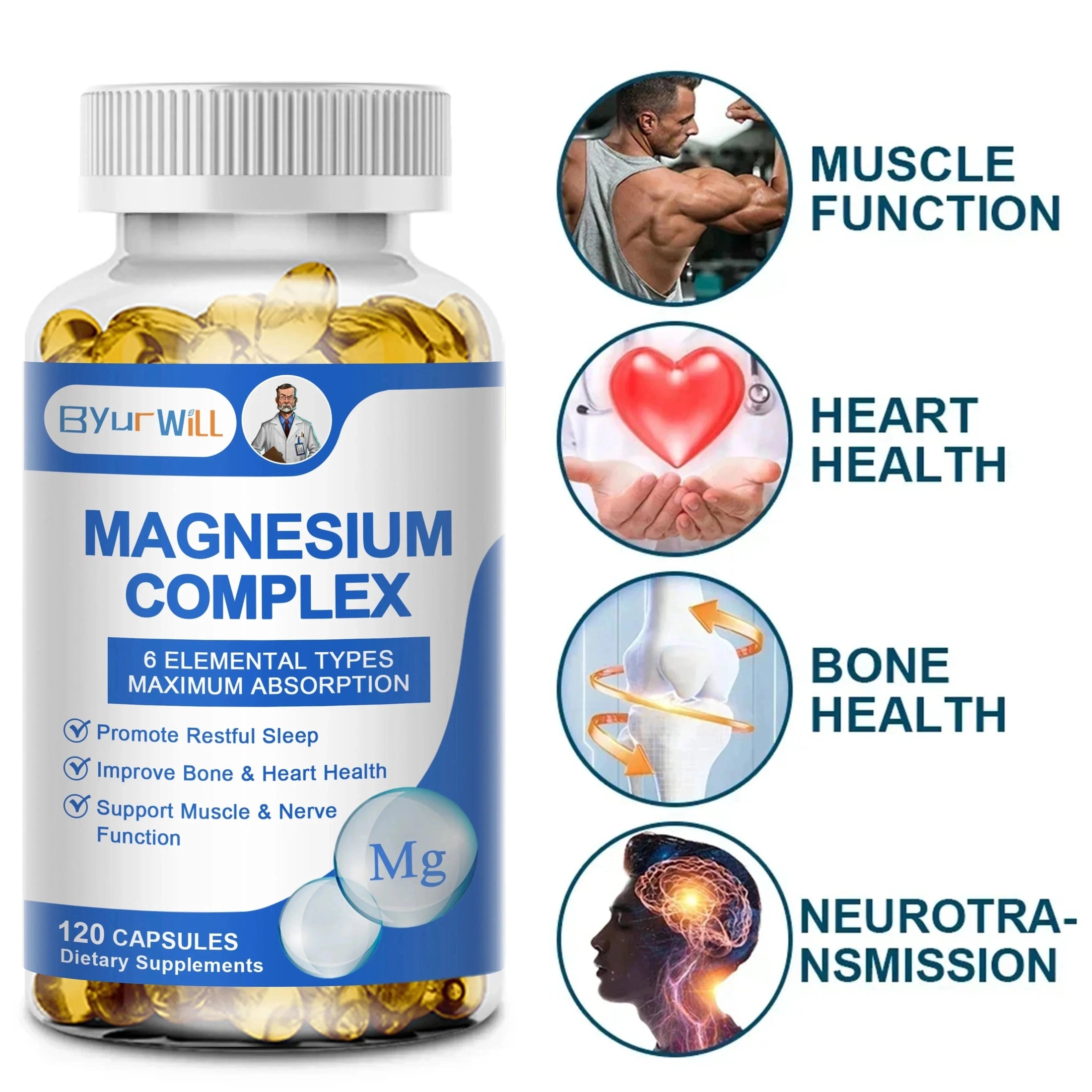 Triple Magnesium Complex - 500 mg Magnesium Glycinate, Malate & Citrat