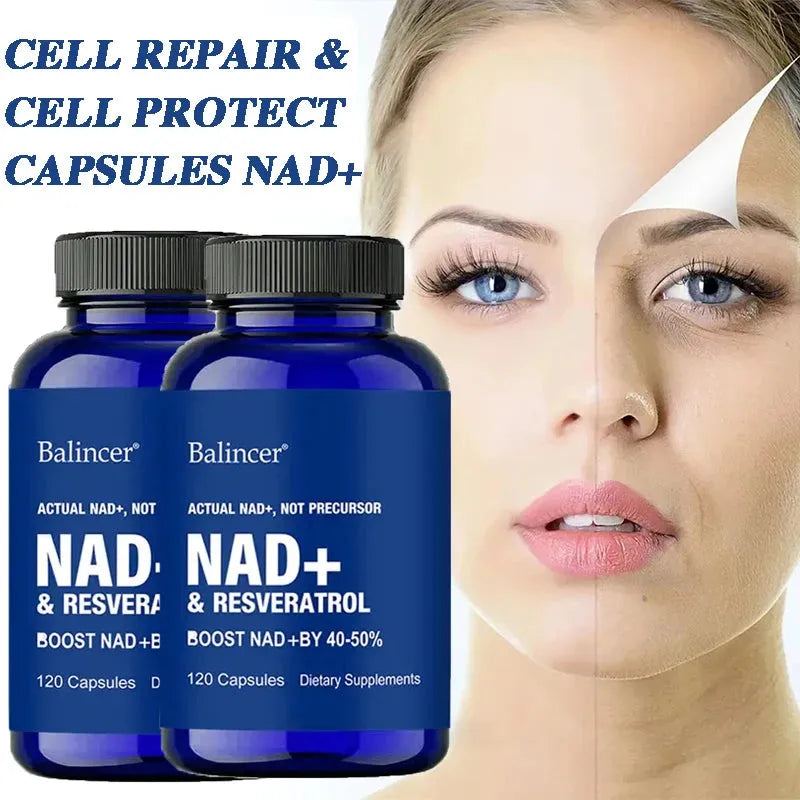 Anti-Aging NAD+ and Resveratrol Supplement Capsules - with Niacinamide
