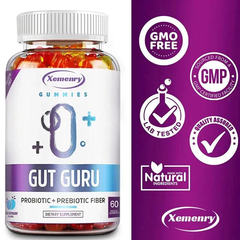 GUT GURU Prebiotic and Probiotic Gummies - Digestive Tract and Immune