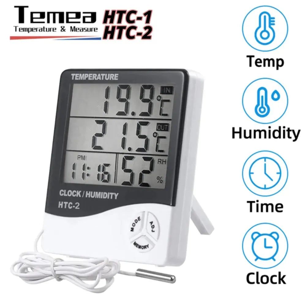 1/2Pcs HTC-1 HTC-2 LCD Electronic Humidity Meter Smart Electric Digital ...