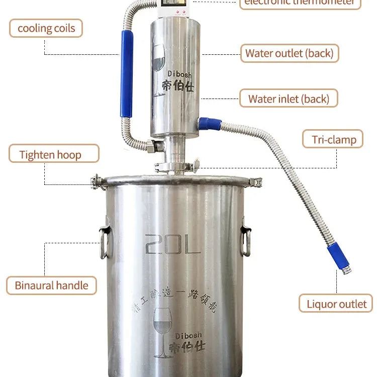 20L Moonshine Distillation Equipment Vodka Making Machine Distiller Al