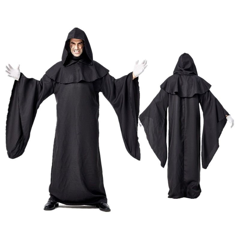 Adult Caster Costumes for Men Women Black Hooded Scary Witch Devil ...